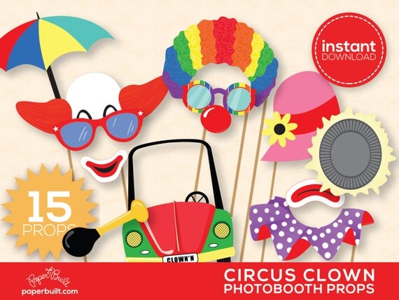 Circus Clown Photo Booth Props Photobooth Props by PaperBuiltShop