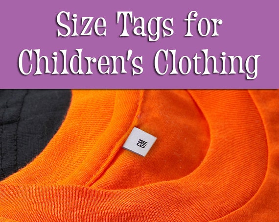 Size Tags for Childrens Clothing 100% Cotton Colorfast Ink