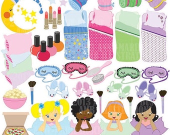 80% OFF Slumber party sleep over Clipart Package, commercial use ...