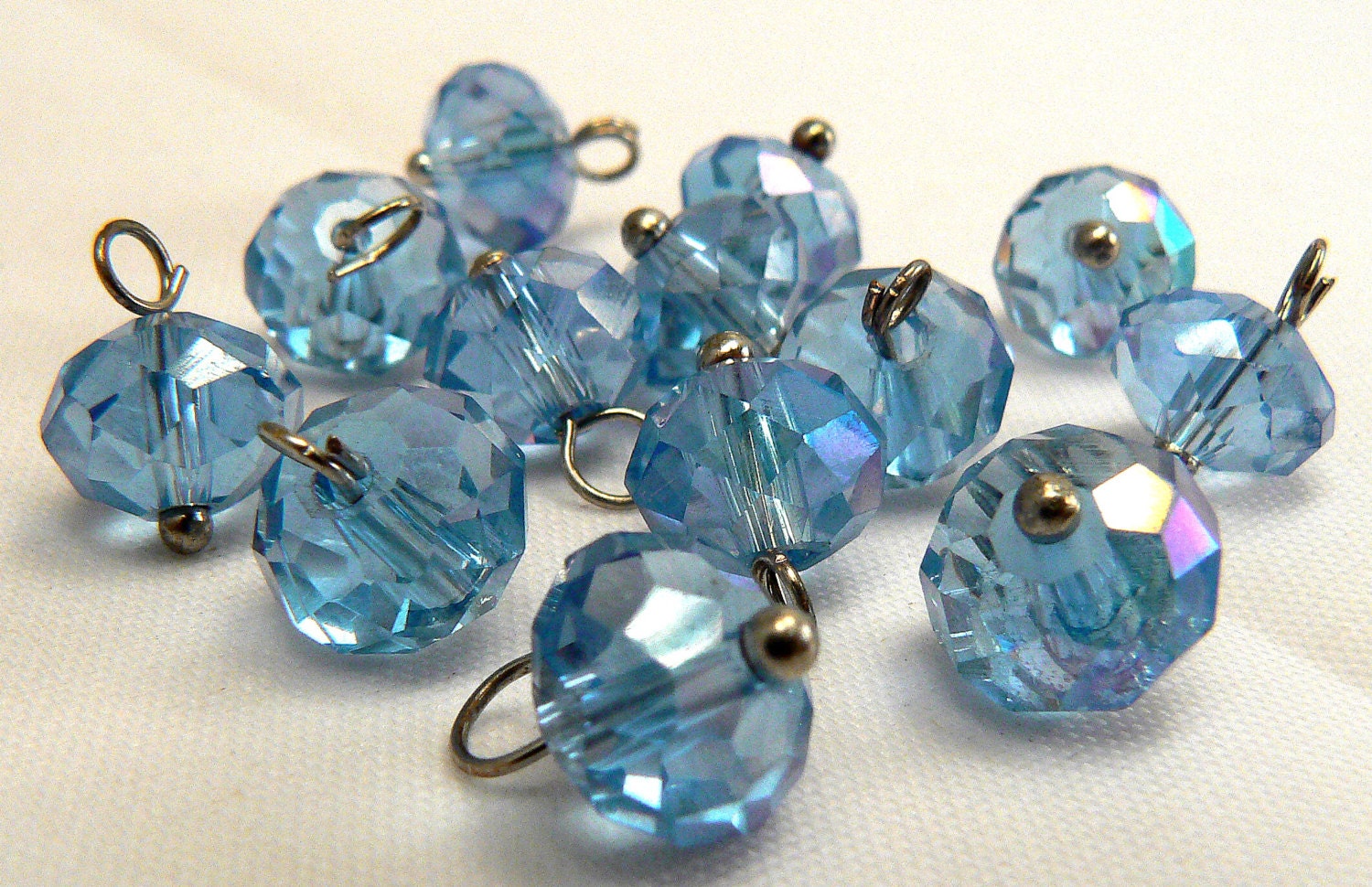 Blue Crystal Charm Dangles Light Blue Crystal Jewelry by BeadVault