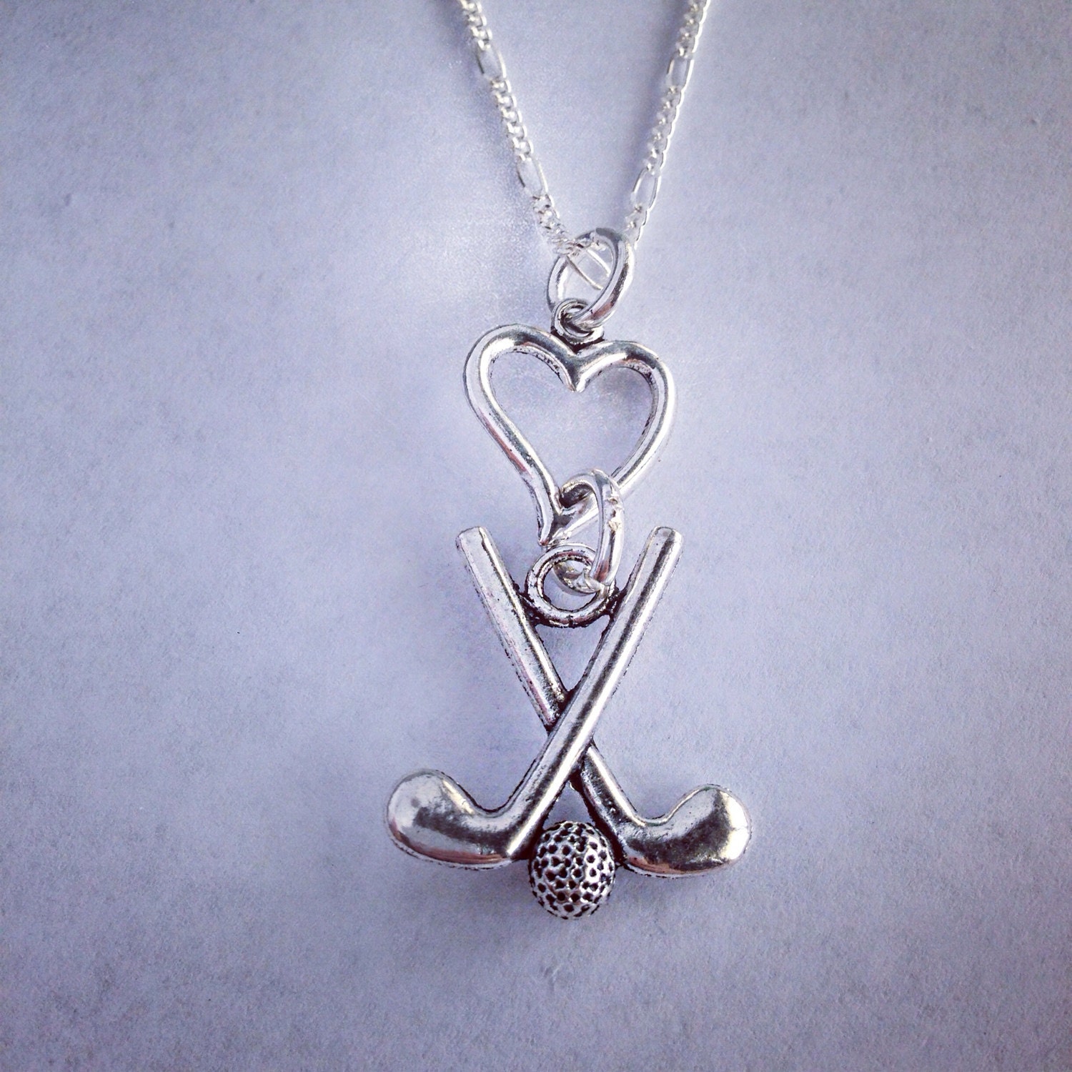 Sporty Girl Golf Heart Necklace