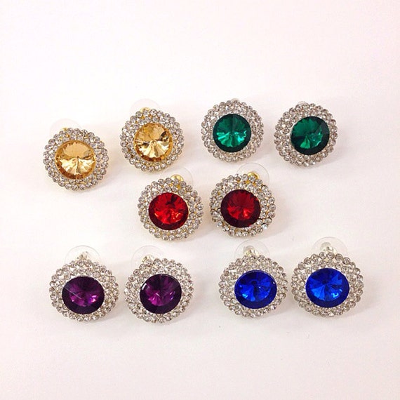 Items similar to You choice of large Rhinestone stud earrings 23mm ...