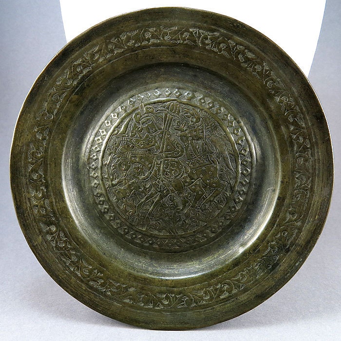 Antique Persian Plate Home Decor Glazed Copper Plate Persian