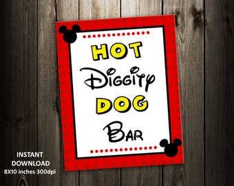 mickey mouse birthday sign - INSTANT DOWNLOAD - 8x10 inches hot diggity ...