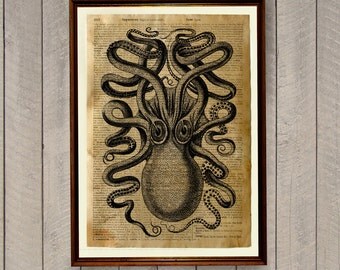 Octopus art print | Etsy