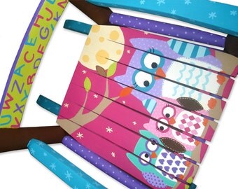Painted Child's Rocking Chair, Owls Theme