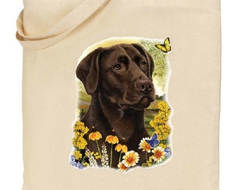 Chocolate Labrador Retriever tote bag, dog tote, paw print bag ...