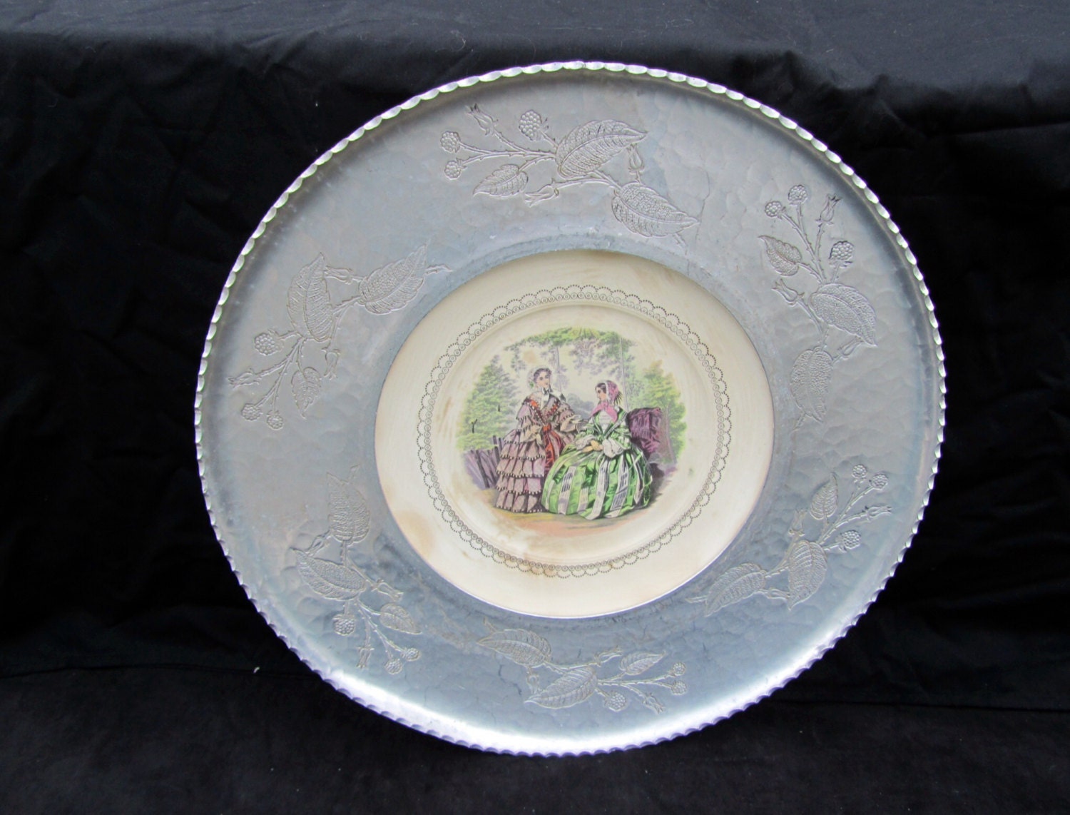 Vintage Farberware Hammered Aluminum and China Serving Platter – Haute ...