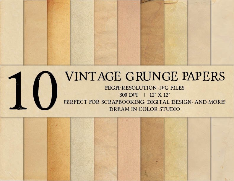 10 Vintage Grunge Papers Textures Digital Scrapbooking