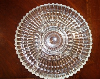 Vintage Glass relish tray, vegetable tray, snack tray,cut glass ...
