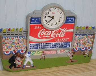 Coca Cola Baseball Scoreboard Wall Clock Sign
