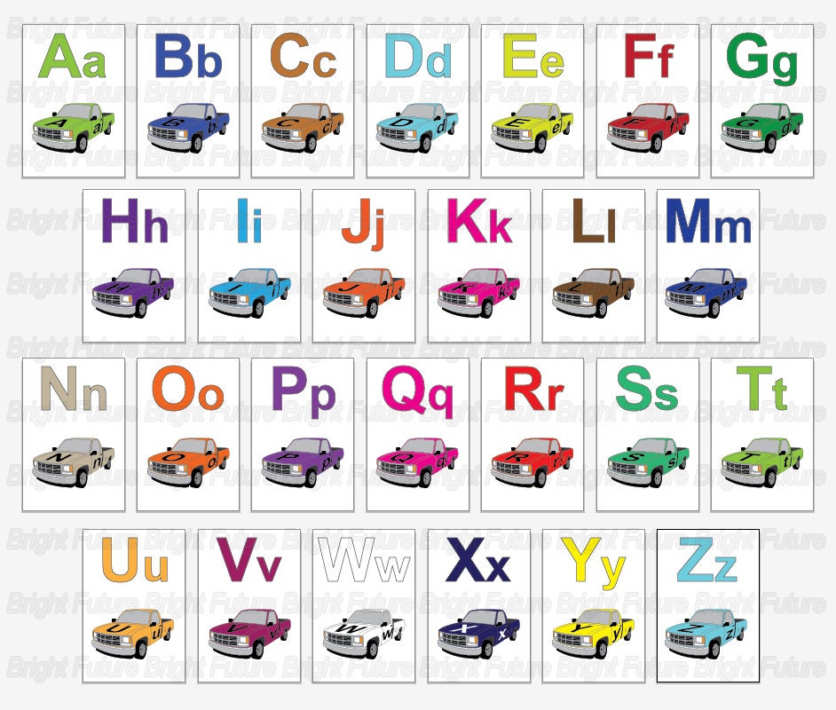 ABC Pick-Up Truck Flashcards download. Colorful Pick-up
