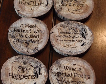 Wine themed coasters | Etsy