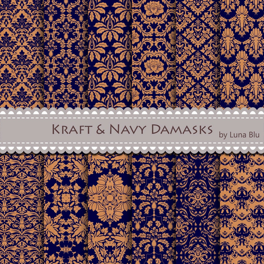 New Item added to my shop:Kraft digital paper pack: “Kraft and Navy ...