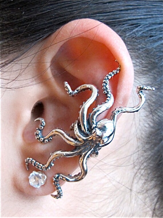 Octopus Ear Cuff Silver Octopus Ear Cuff Octopus Earring