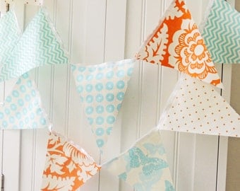 Nautical Banner Bunting Fabric Pennant by vintagegreenlimited