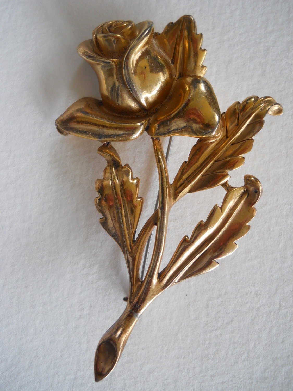 Large Gold Vintage Rose Brooch – Haute Juice