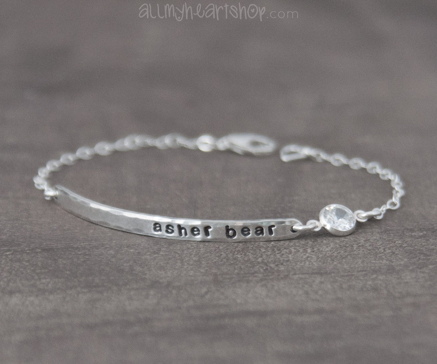 Sterling Silver Name Bar Bracelet Personalized Nameplate