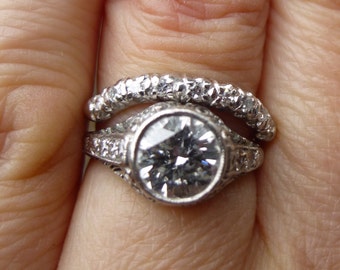 IMPOSSIBLE to find curved platinum and diamond wedding band right hand ...