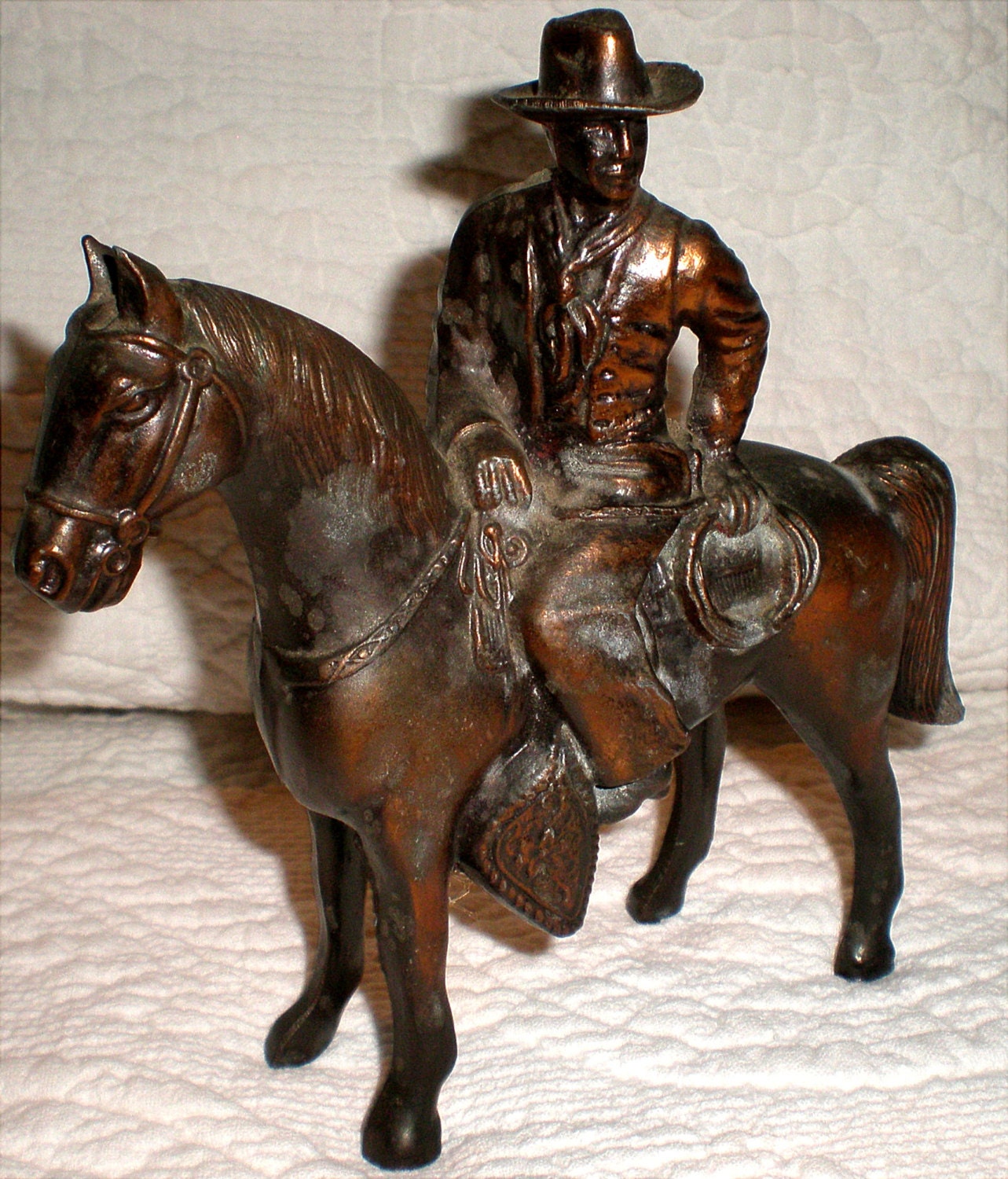 Bronze Plated Cowboy on Horseback