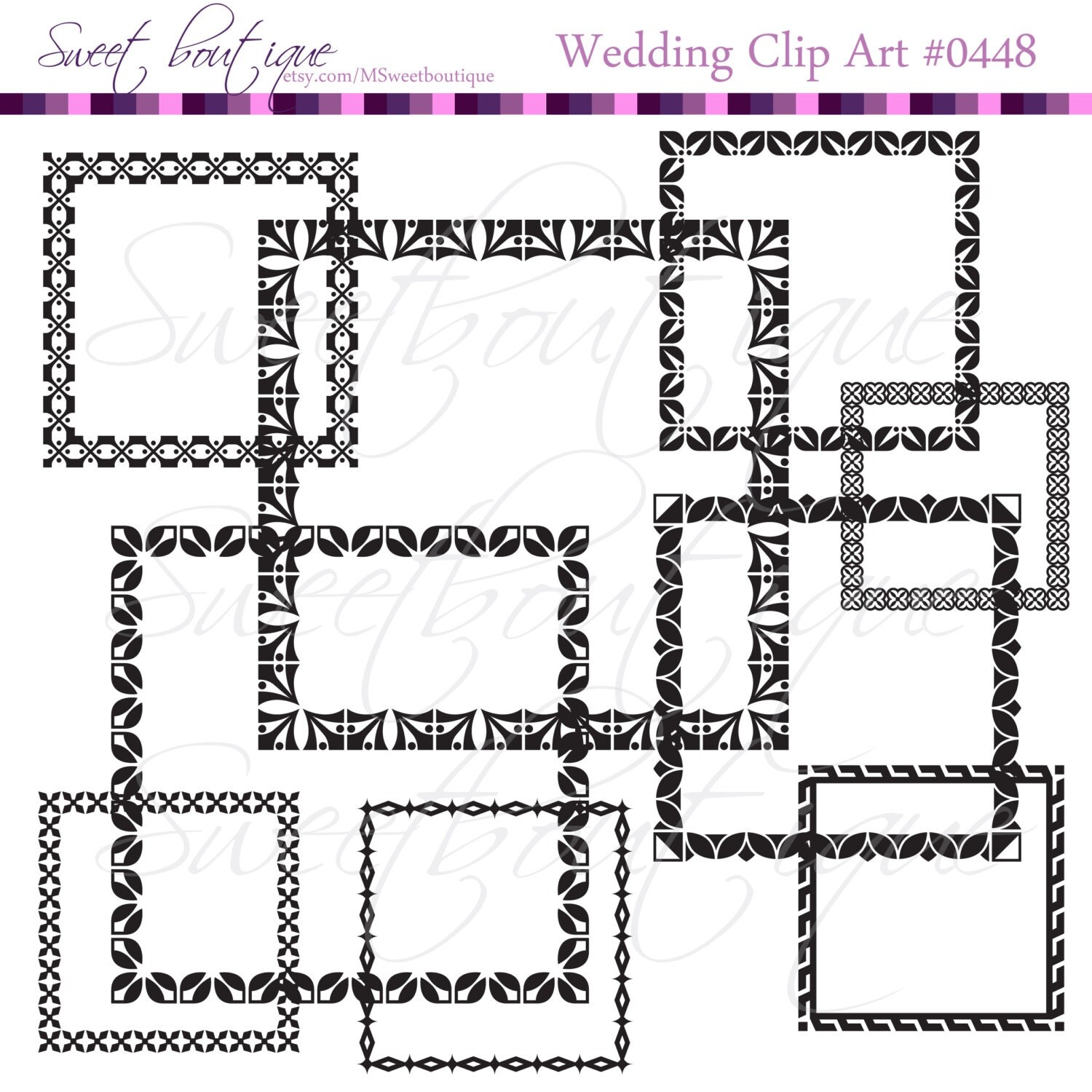 Rectangle BLACK Ornate Frame Victorian Frames Clip Art