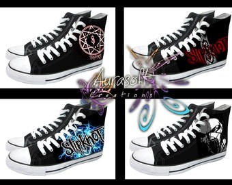 Custom Painted Hi Top Canvas Slipknot Inspired Shoes