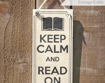 Keep Calm And Read On (Book Icon) - Handmade Rustic Wooden Sign ...