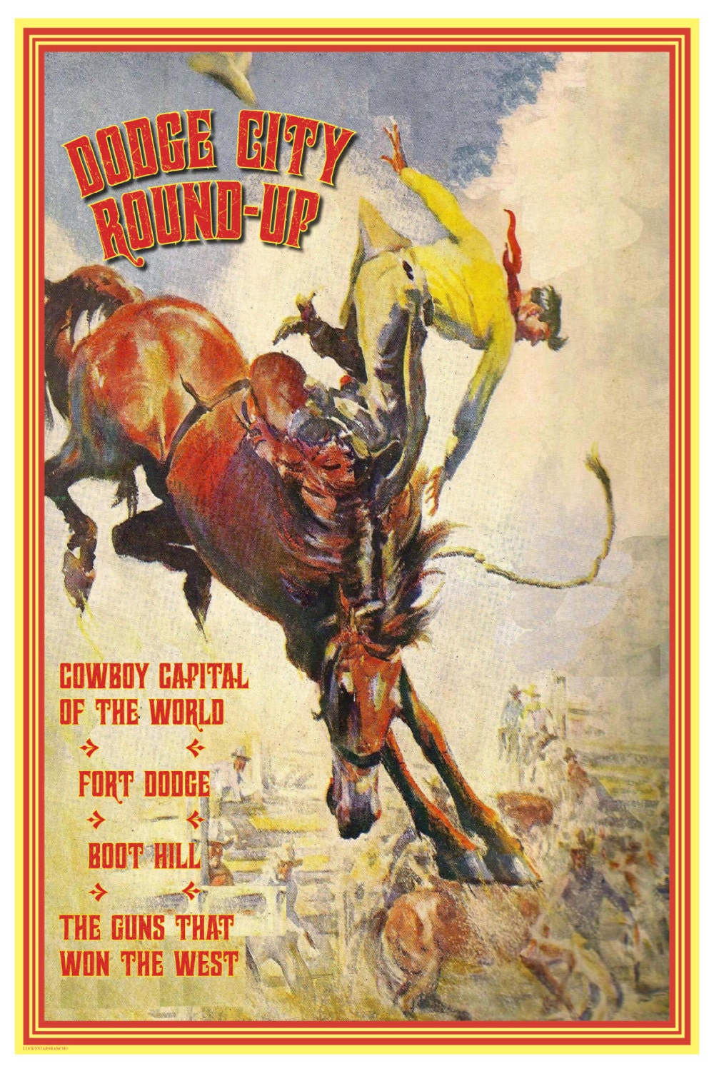 Cowboy Rodeo Poster Dodge City Kansas 18x24 by LuckyStarsRanchTX