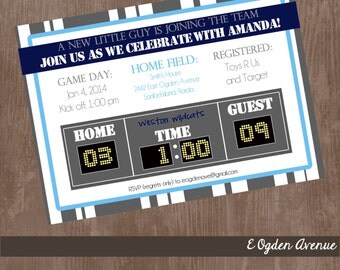 Scoreboard Baby Shower Invitation, 5x7, Sports, baby shower, soccer ...