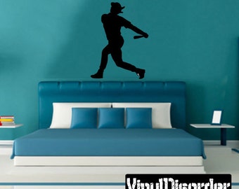 Baseball Player Vinyl Wall Decal Personalized Boys Sports