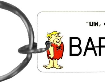 Personalized Barney Rubble Flintstone cartoon keychain (Fred)