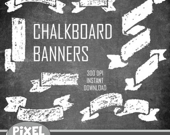 Chalkboard Clipart "CHALKBOARD BANNERS", Chalkboard Banners, Chalkboard ...