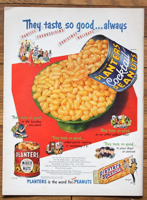 Vintage Planters Peanut Advertisement Life Magazine October
