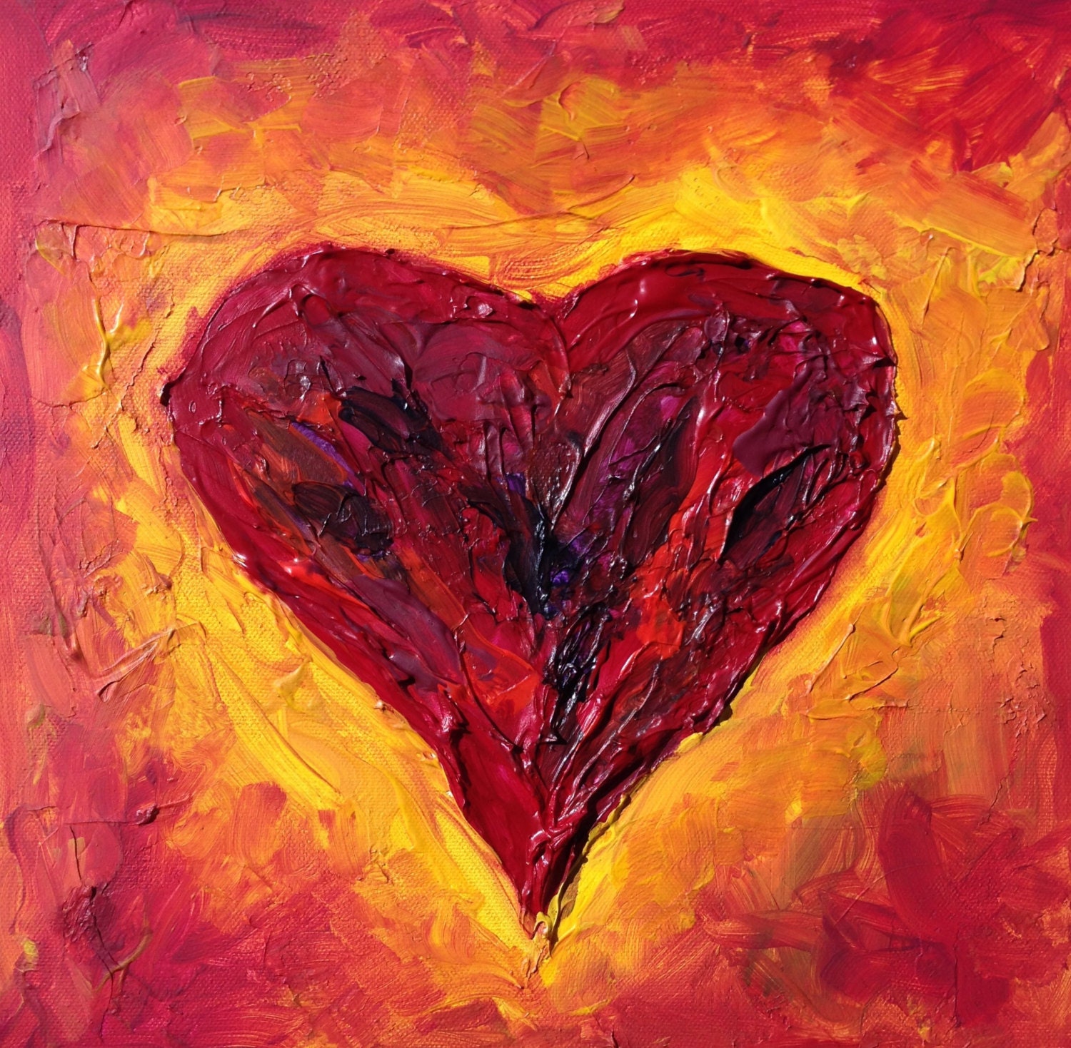Wall Art Original Acrylic Painting on Canvas Heart