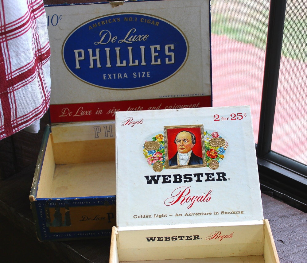 Vintage Cigar Boxes Webster Royals and De Luxe Phillies cardboard from ...