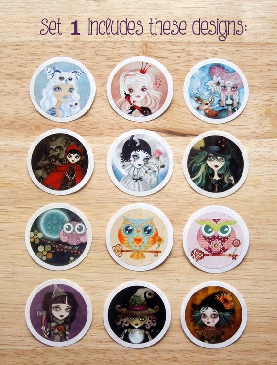 Art Sticker Pack 1 Set of 12 Stickers Labels Snail-Mail