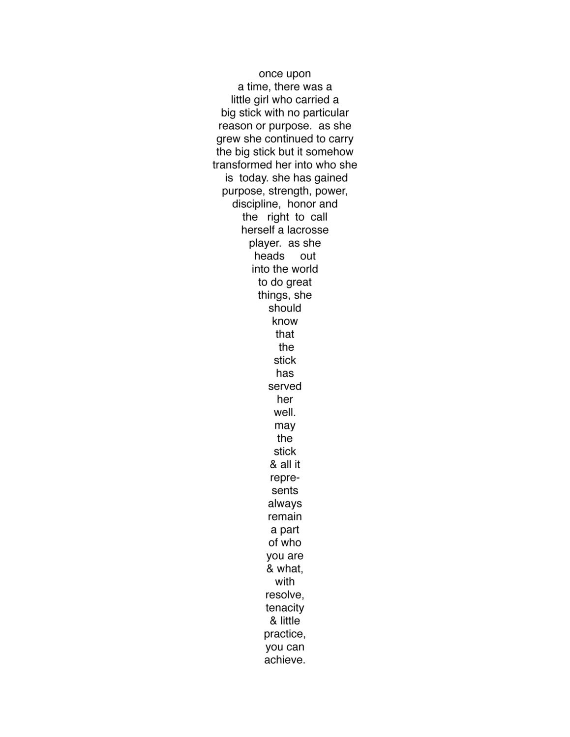 Ladies LaCrosse Poem for Graduates or Gift