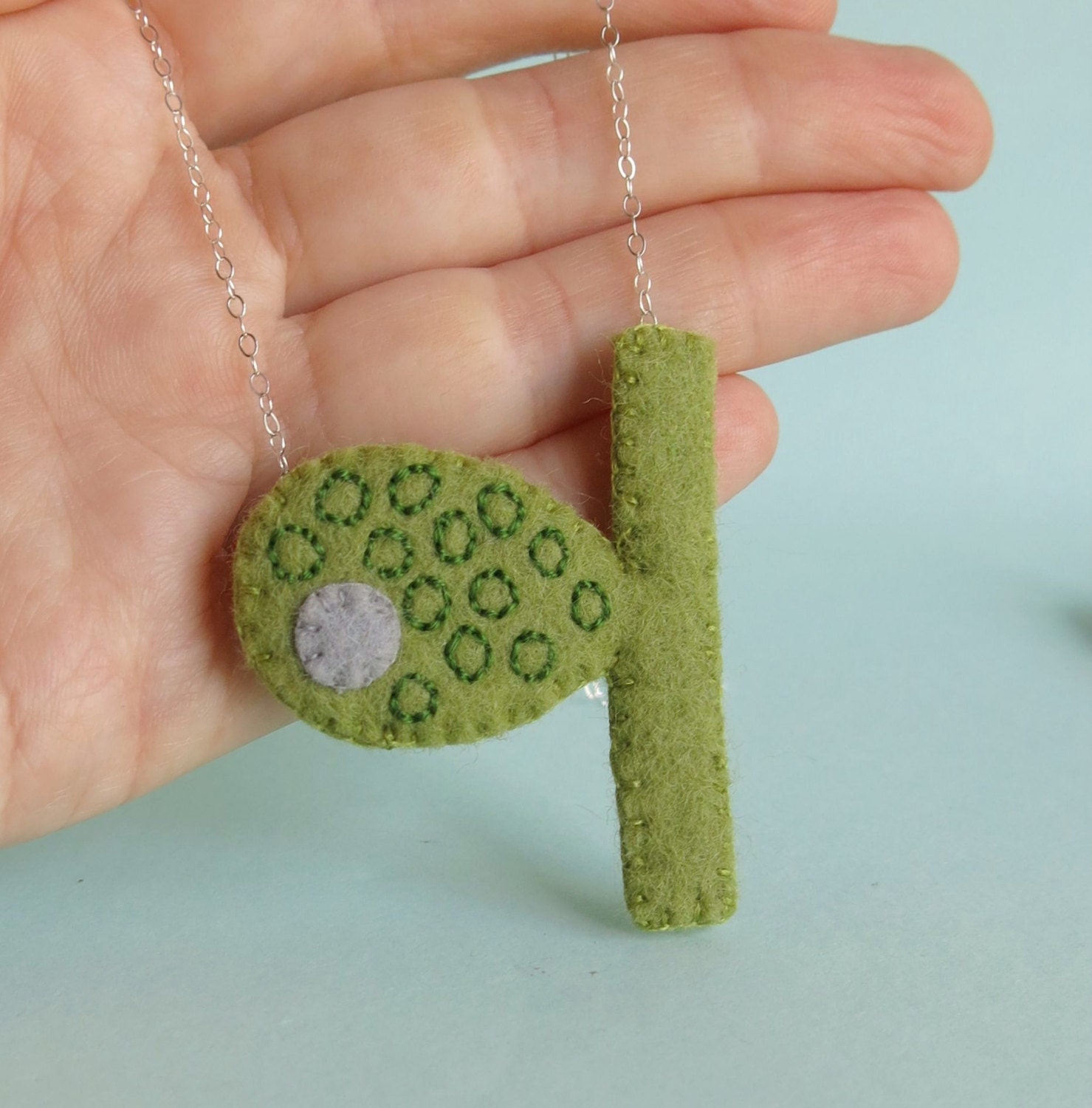 Gall Bladder Necklace Sterling Silver and Felt