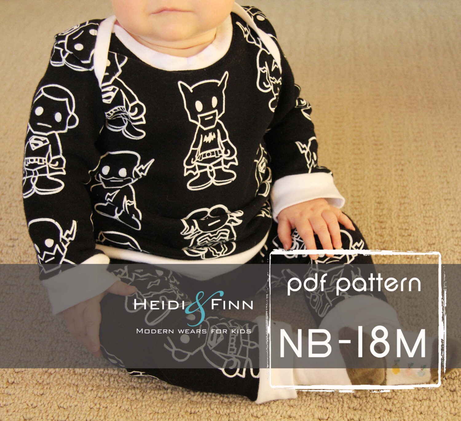 Baby Sweatsuit pattern and tutorial NB 18M PDF pattern boy