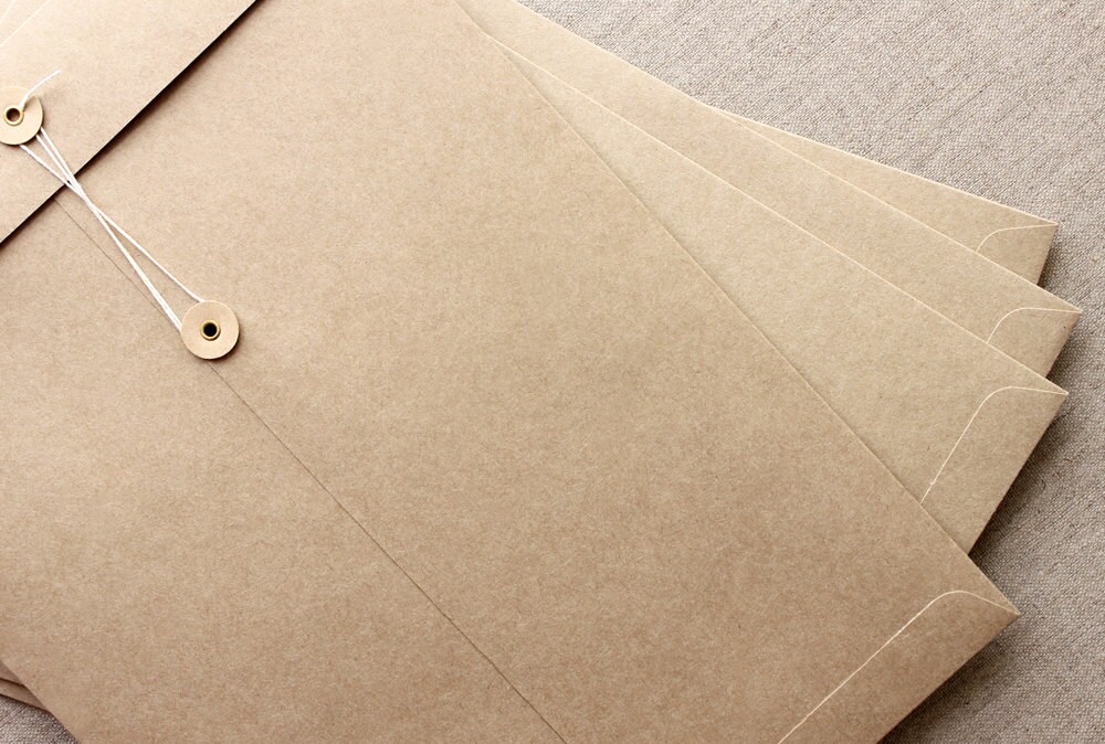 5 String and Button Envelopes C4 extra large by BellaStationery