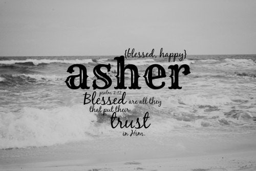 Asher Bible verse baby boy print Scripture quote name art