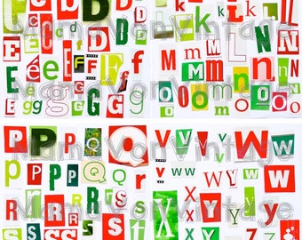 Printable Magazine Letters, Alphabet a-z, Christmas/Holiday Set, Red ...