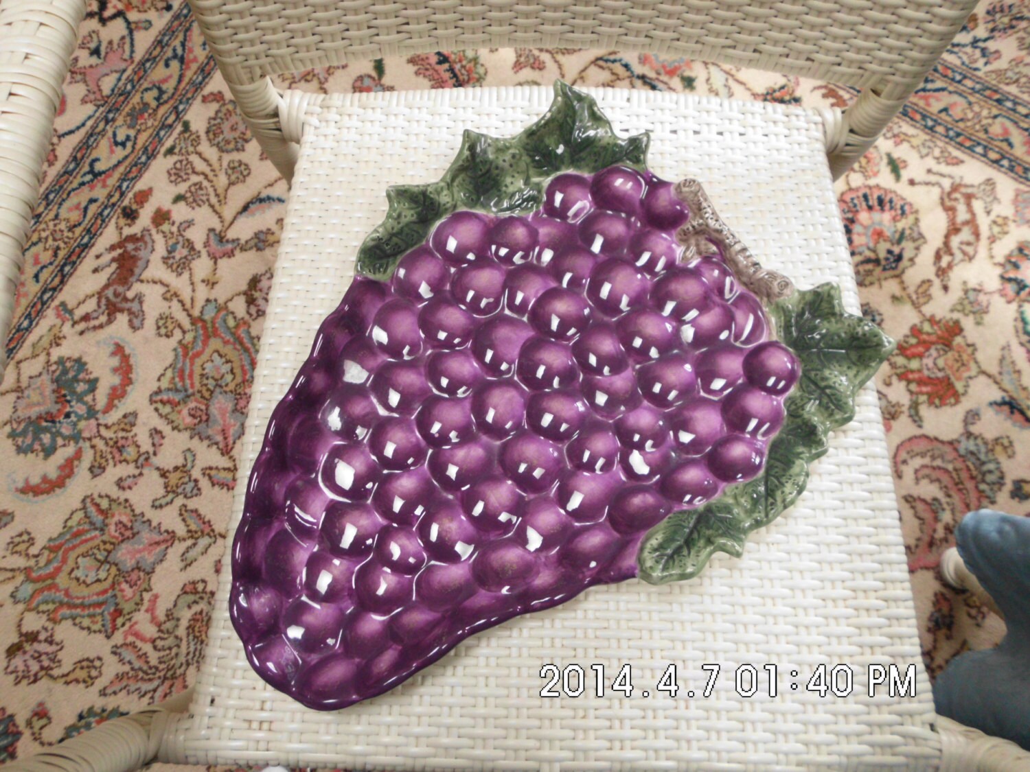 Grapes, Large Platter, 17″ long x 13″ wide (at widest points), purple ...