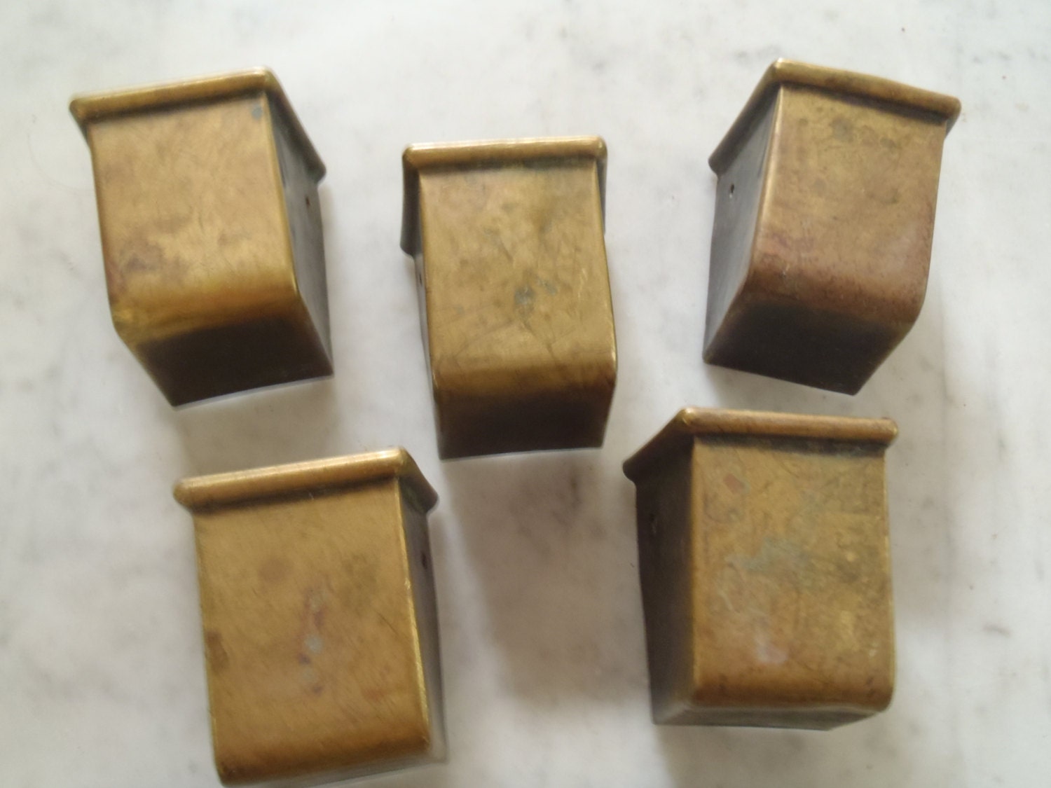 Antique Brass Sofa Ferrules Sabots or Leg Protectors Set of