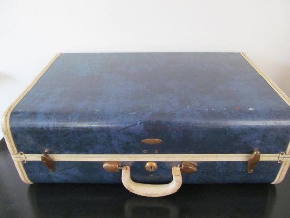 Vintage Dark Blue Samsonite Hard Case Luggage by Mumscottage