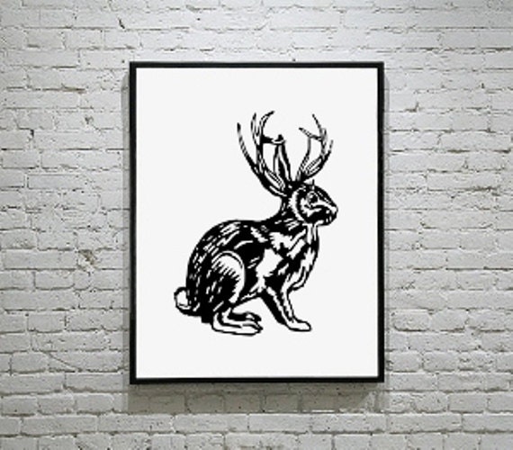 Rabbit with Deer Antler Handmade Original Paper Cut Home
