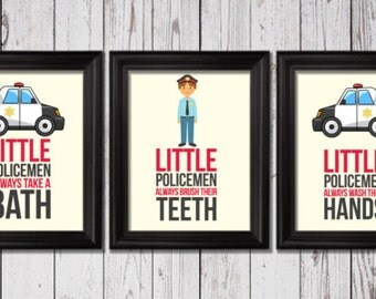 Little policemen take a bath, Police officer Decor, Word Art, Kids Wall ...