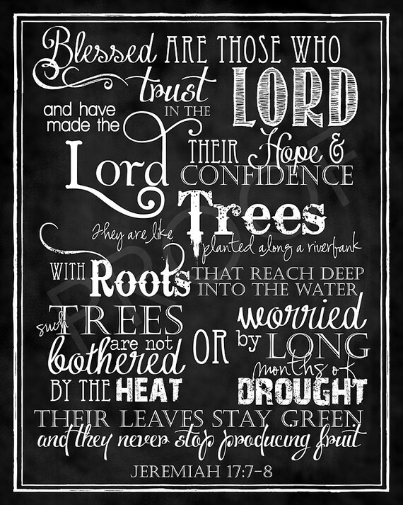 Scripture Art Jeremiah 17:7-8 Chalkboard Style