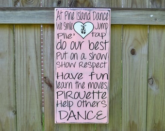 Dance Sign, Dance Studio Rules, Custom Wood Sign, Personalize with own ...