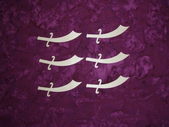 Sword Shape Wood Cut Out Unfinished Wooden Swords 6 pieces